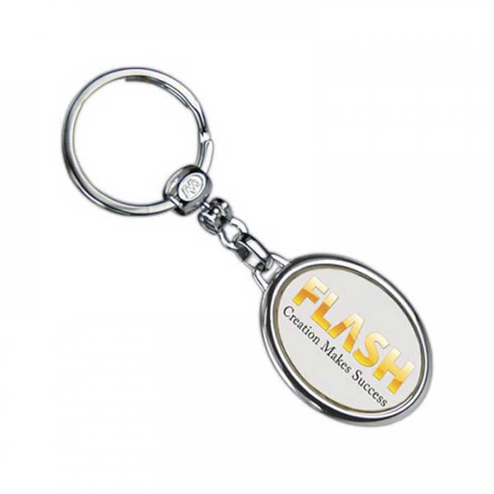 Custom Oval Die Cast Metal Domed Key Tag | Promotional Key Chains