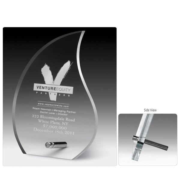 Acrylic Flame Award with Stand | Custom Flame Shaped Awards