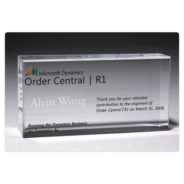 Silkscreen Printed Acrylic Cube Award | Custom Acrylic Paperweight