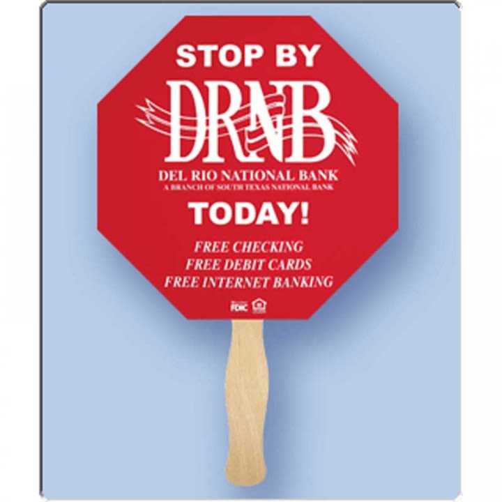 Stop Sign Fan Promotional Custom Imprinted With Logo | Promo Fans