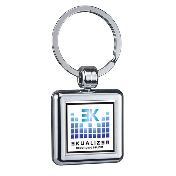 Key Rings - Budget Chrome Square | Custom with Logo Key Rings in Bulk