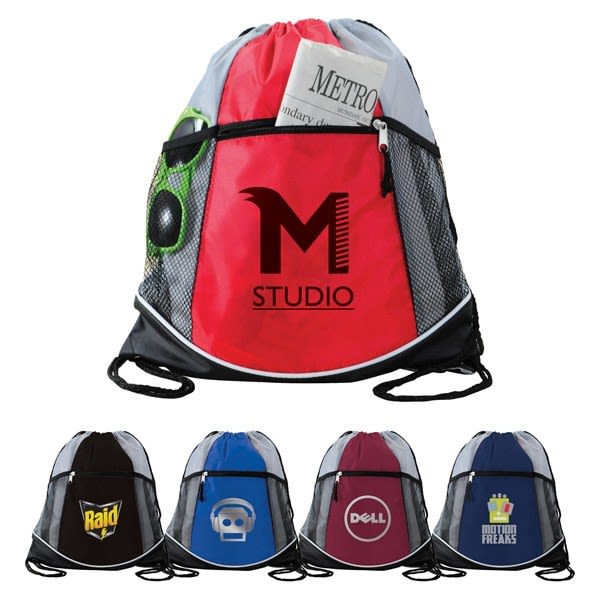 Double Take Drawstring Backpack with Custom logo | Promo Drawstring