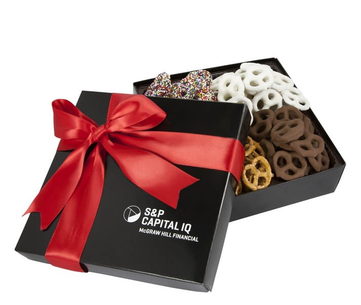 Four Pretzel Gift Box with Imprinted Logo | Custom Pretzel Gift Box