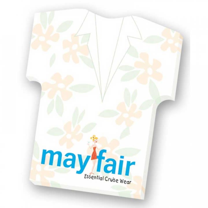 Sticky Die Cut Logo Notepad - Shirt 4 x 6 25 Sheet | Custom Notepads