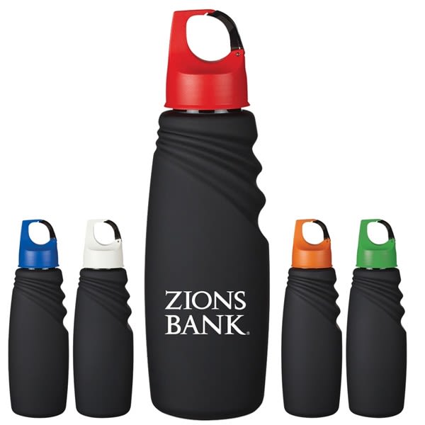 Carabiner Lid Custom Water Bottle with Grip Grooves