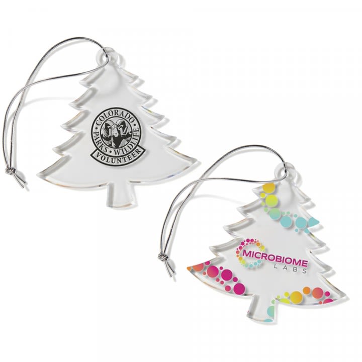 Clear Tree Shape Ornament with Full Color Logo | Holiday Giveaways