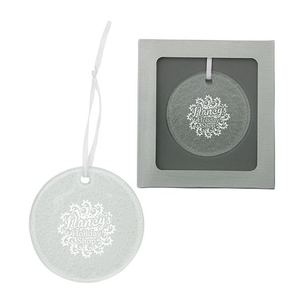 Imprinted Hammered Glass Ornament | Custom Christmas Gifts