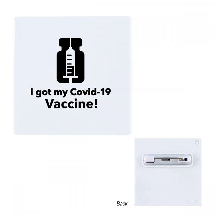 Imprinted Vaccination Notification Button | Covid-19 Vaccination Pins