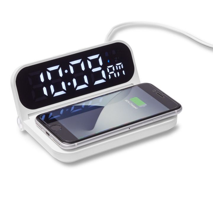 Printed Foldable Alarm Clock & Wireless Charger | Logo Tech Gifts