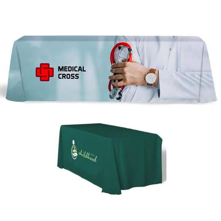 Wrinkle Resistant Full Color 8 Ft Custom Table Cover