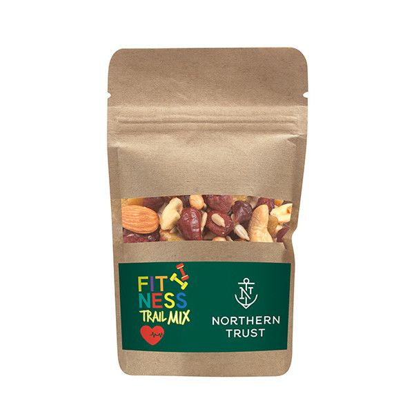 Custom Fitness Trail Mix Kraft Paper Pouch | Logo Nut Mix Giveaways