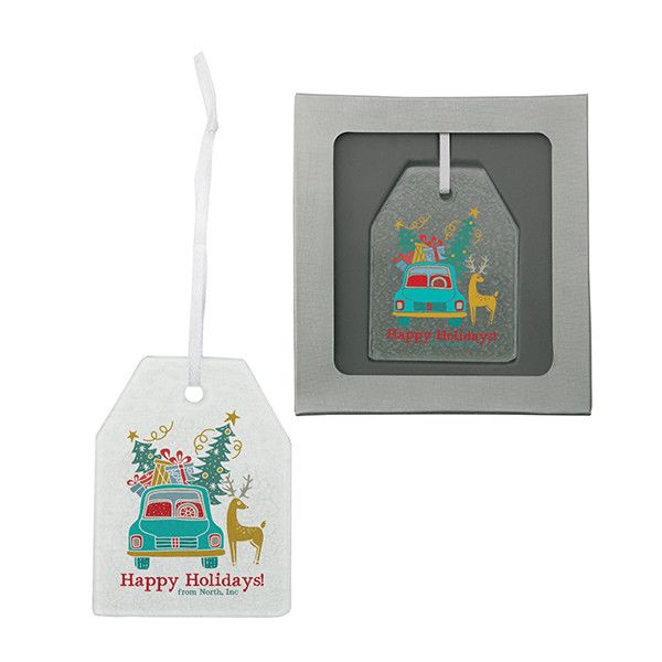 Imprinted Hammered Glass Ornament | Custom Christmas Gifts