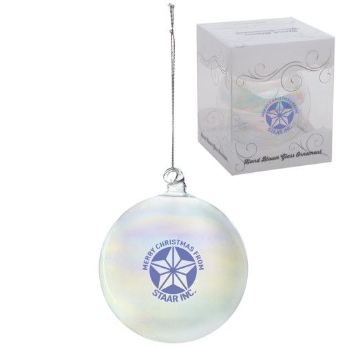 Imprinted Hand Blown Glass Ornament | Custom Christmas Gifts