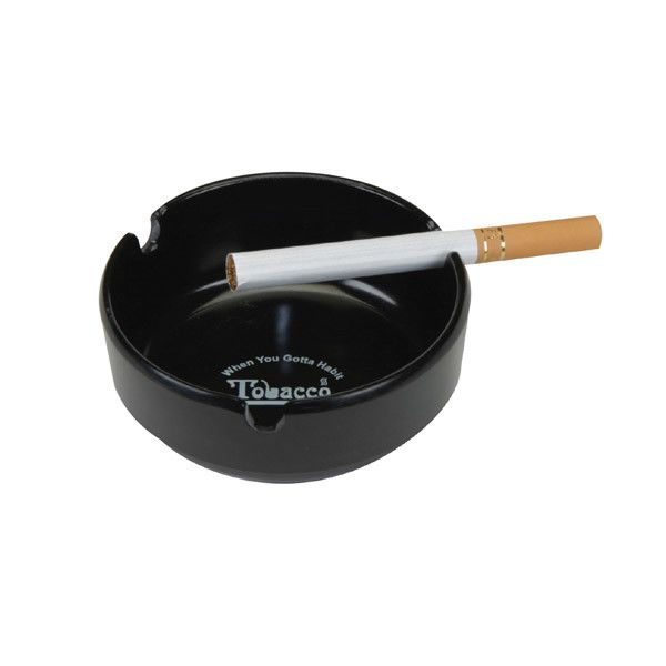 Imprinted Durable Plastic Heatproof Ashtray | Custom Black Ashtrays