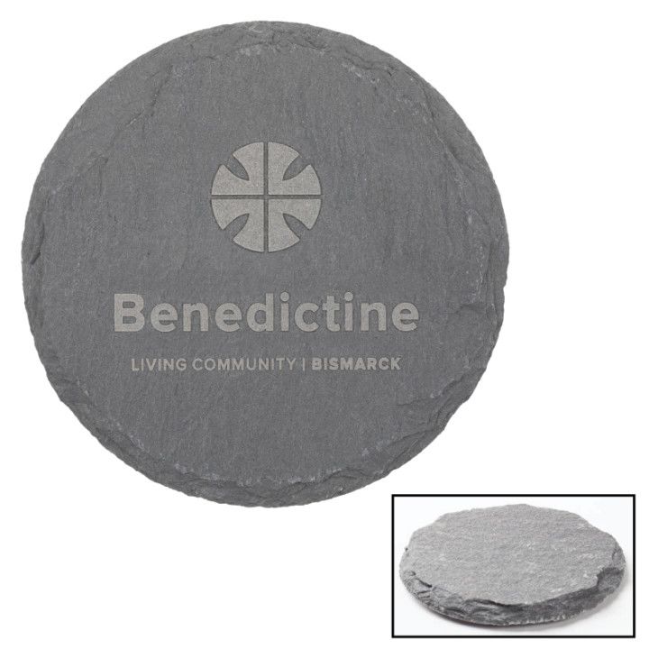 Promotional Logo Natural Slate Stone Round Coaster | Custom Coasters