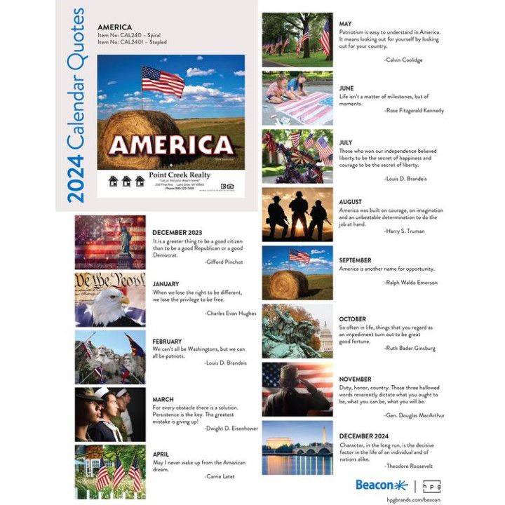 America Wall Calendar Patriotic Promotional Items | Custom Calendars