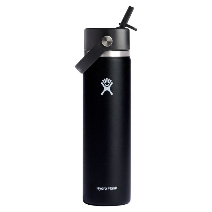 24 oz Straw Lid Wide Mouth Hydro Flask with Custom Engraved Logo