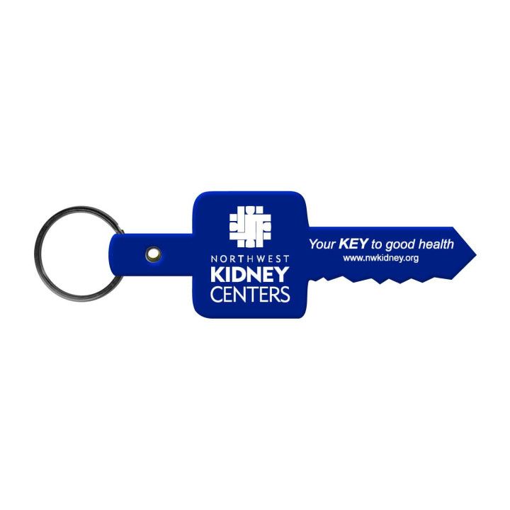 Logo Imprinted Key Shaped Flexible Key Tag | Custom Key Chains