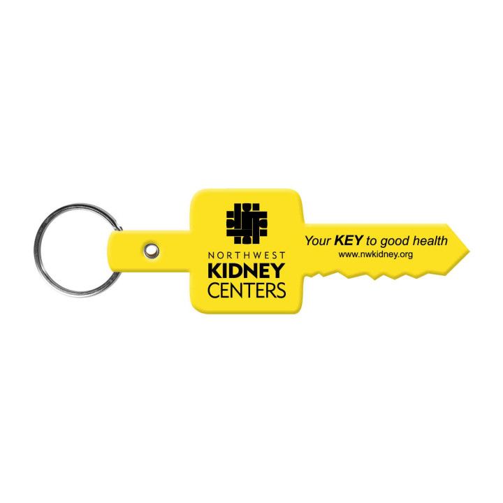 Logo Imprinted Key Shaped Flexible Key Tag | Custom Key Chains