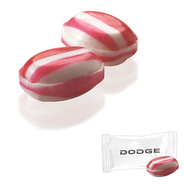 Imprinted Red Striped Peppermint Mega Mints | Promotional Mints