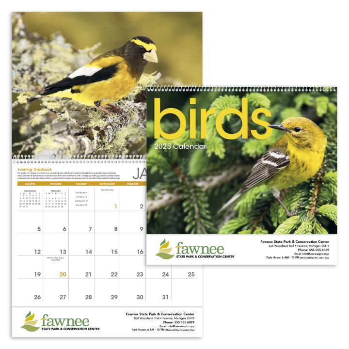Imprinted Calendar with Full Color Bird Photography | Custom Calendars