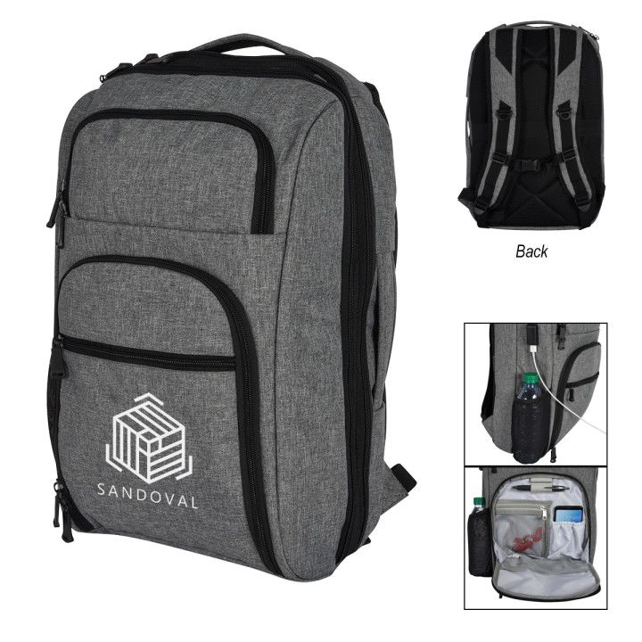 Custom Heathered RFID Laptop Backpack & Briefcase