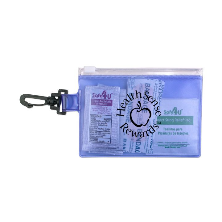 Custom First Aid In Zip Close Pouch With Carabiner
