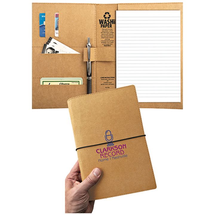 Custom STORM - Washable Kraft Paper Padfolio with Strap Closure