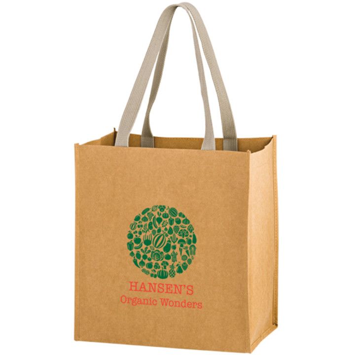 Custom TSUNAMI - Washable Kraft Paper Grocery Tote Bag with Web Handle