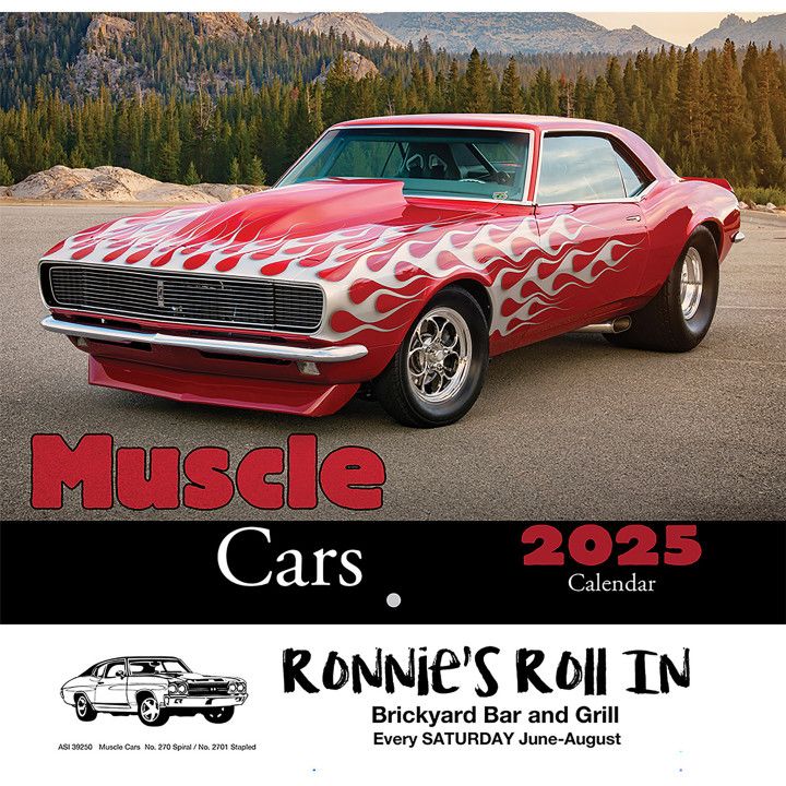 Promotional Muscle Car Wall Calendar - Stapled | Branded Calendars