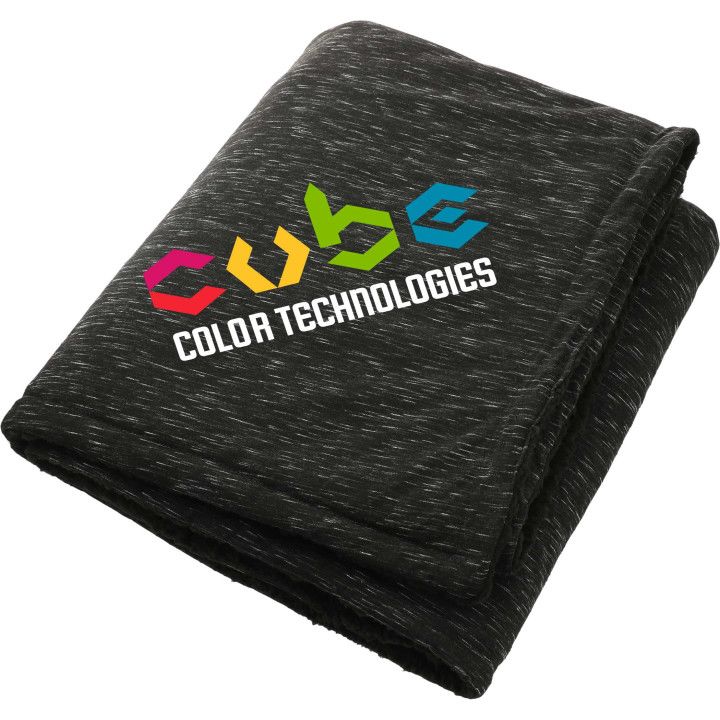 Custom Heathered Sherpa Blanket - Embroidery