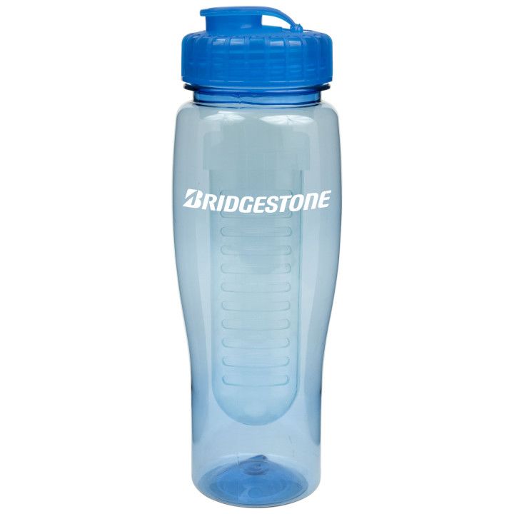 Custom 24oz Translucent Contour Bottle with Flip Top Lid & Infuser
