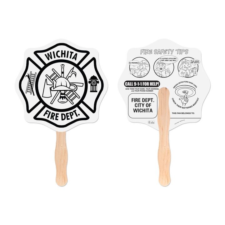 Custom Fire Badge Shaped Hand Fan