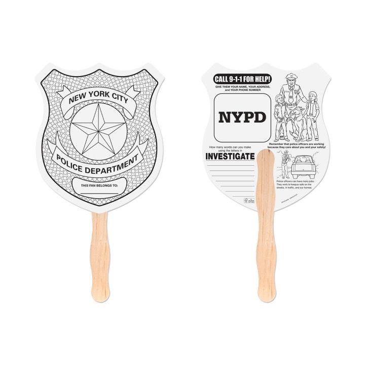 Custom Police Badge Shaped Hand Fan