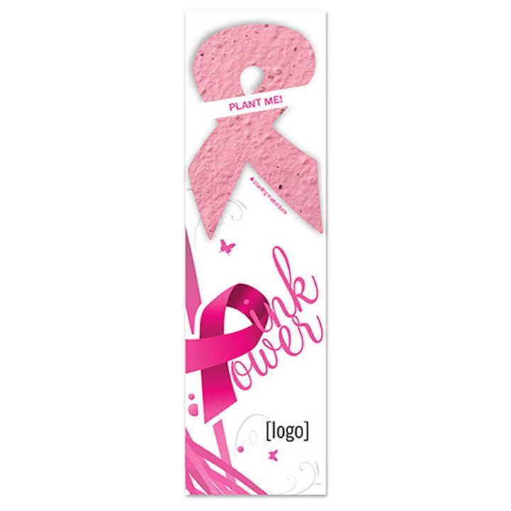 Custom Breast Cancer Awareness Seed Paper Shape Bookmark
