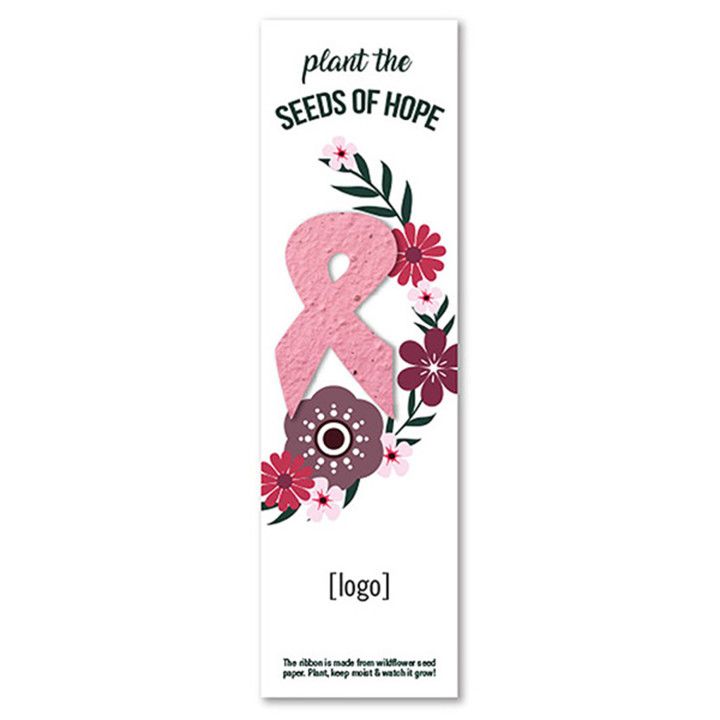 Custom Breast Cancer Awareness Seed Paper Shape Bookmark