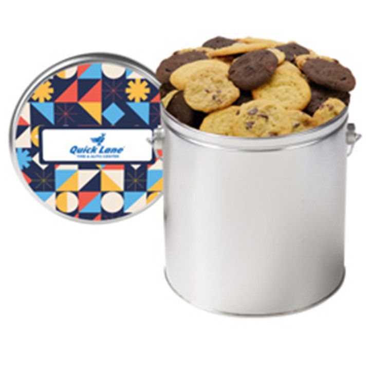 Custom Gallon Cookie Tin with 2 in. Assorted Gourmet Cookies