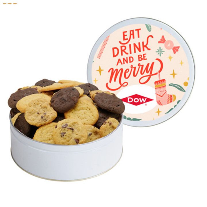 Custom Large Cookie Tin with 2 in. Cookies - Assorted Gourmet Cookies