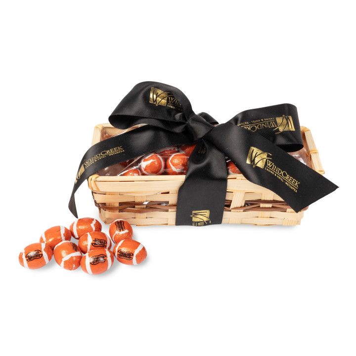 Custom Gift Basket with Chocolate Footballs