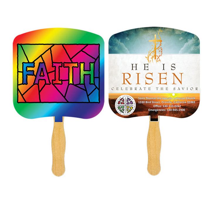 Custom Faith Stained Glass Fan- Full Color