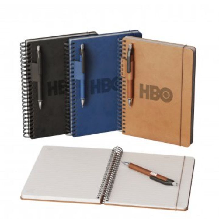 Custom Preston Eco Spiral Journal Pen Combo