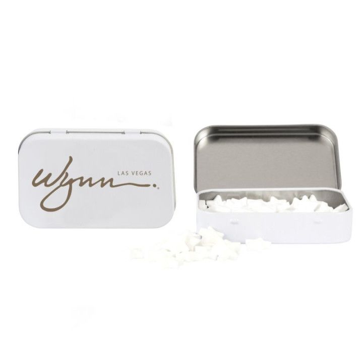 Custom Rectangular Tin with Star Shaped Mints