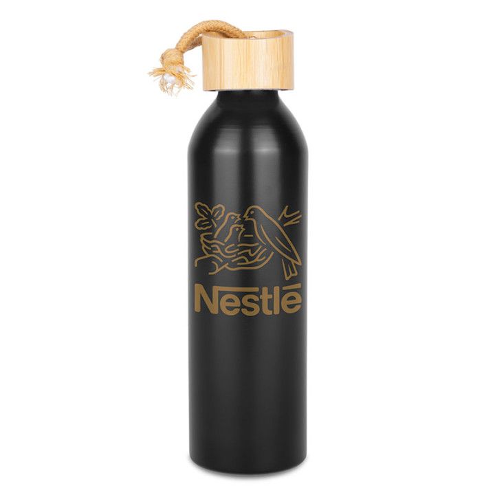 Custom Meriden Sustainable Aluminum Bottle with Bamboo Lid