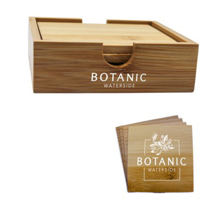 Custom Bamboo Coaster Set