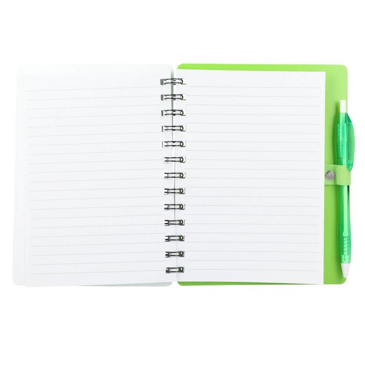 Custom 5" x 7" Recycled Dual Pocket Spiral Notebook w Pen