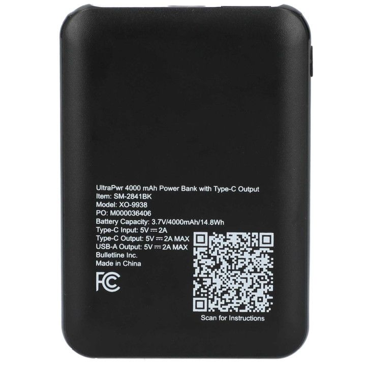 Custom UltraPwr 4000 mAh Power Bank with Type-C Output