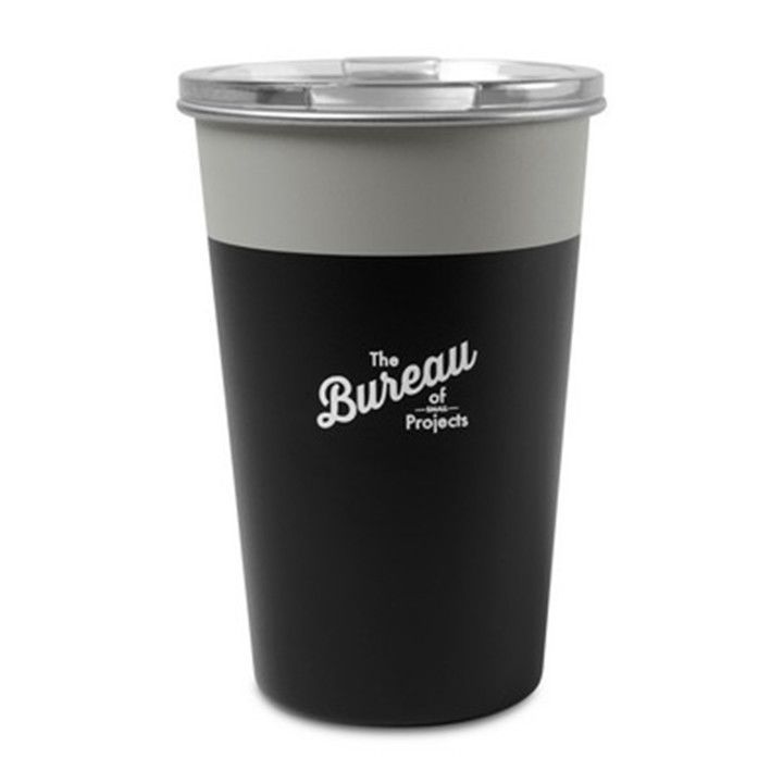 Custom Arlo Colorblock Stainless Steel Tumbler - 14 Oz. - Warm Grey-Black