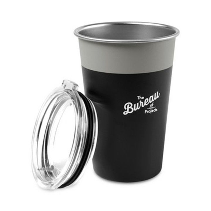 Custom Arlo Colorblock Stainless Steel Tumbler - 14 Oz. - Warm Grey-Black