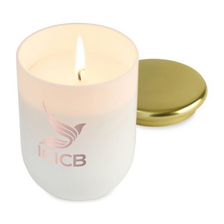 Custom Be Home Cora Blown Glass Candle - White/Fresh Bamboo