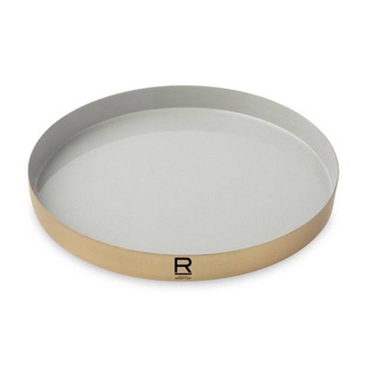 Custom Be Home Luxe Round Enamel Tray - Moonbeam-Matte Gold